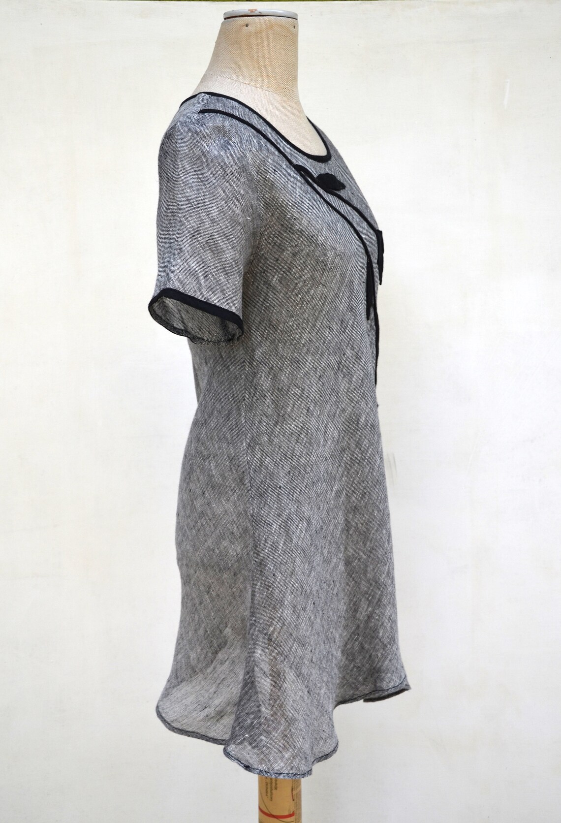 Long Light Linen Tunic, Tank Applique by ZOJKA S Size Eco Hand Made ...