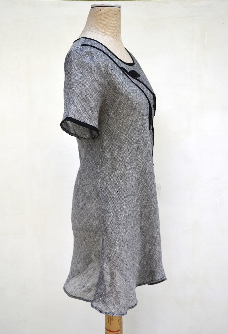 Long Light Linen Tunic Tank Applique by ZOJKA S Size Eco Hand - Etsy