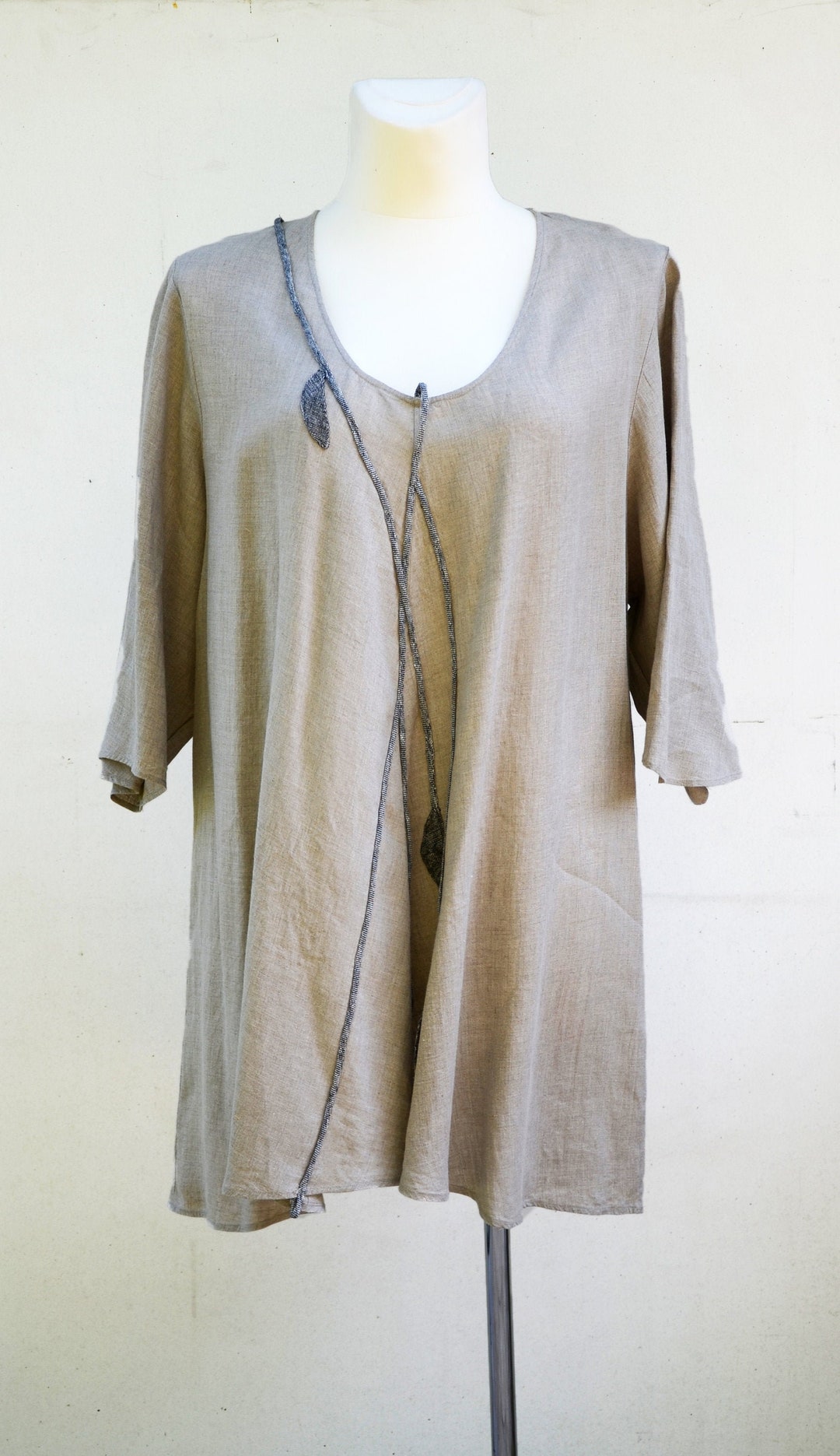 Large, Extra Large LINEN Tunic Eco Hemp Flax Tank Woman Unique Fashion ...