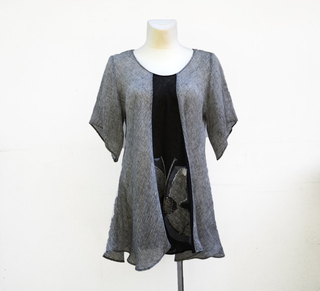 Plus Size LINEN Tunic XL Extra Large, Hemp Flax Unique Tank Woman ...