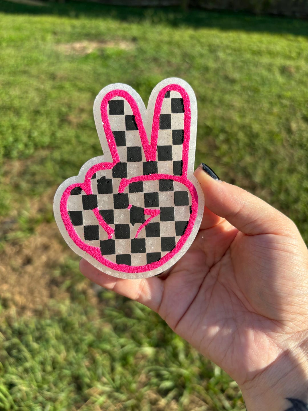 Checkered Peace Car Freshie - Etsy