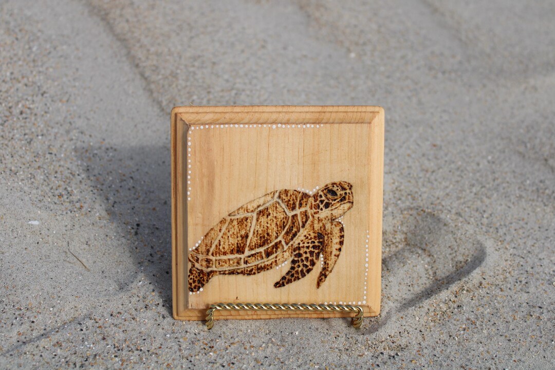 Mini Wood Burned Sea Turtle | Art | Pyrography | Handmade - Etsy