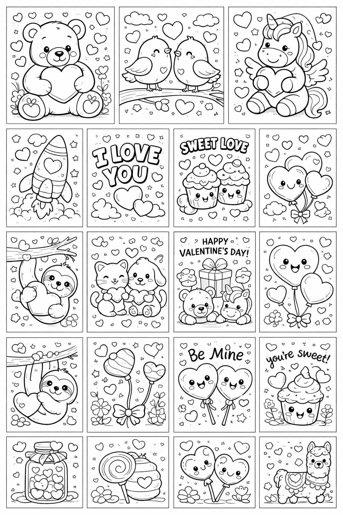 Valentine's Day Coloring Book - Etsy