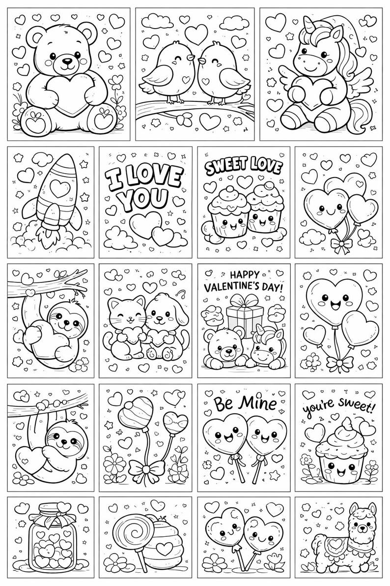 Valentine's Day Coloring Book - Etsy