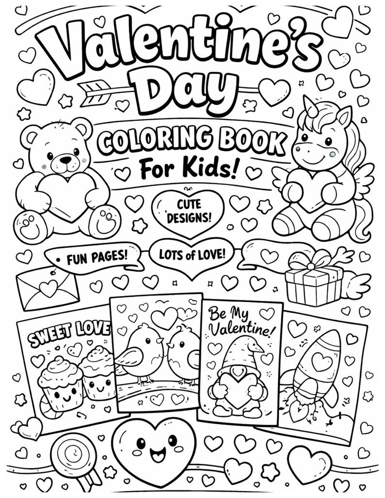 Valentine's Day Coloring Book - Etsy