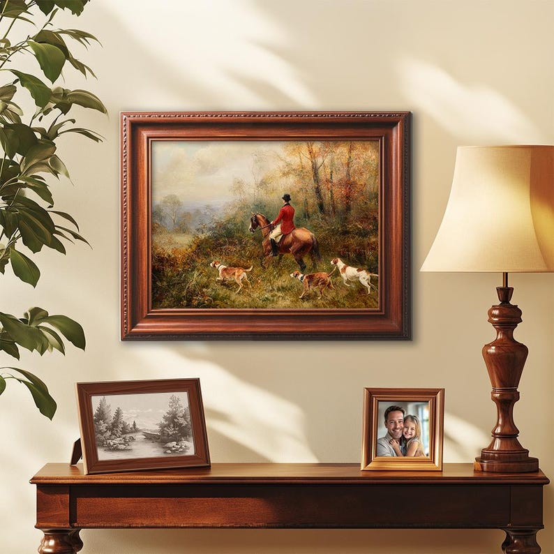 Vintage Fox Hunt Oil Painting Print, Equestrian Wall Art, English ...