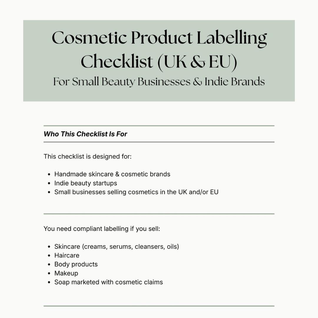 Cosmetic Labelling Checklist UK & EU | INCI Ingredient Guide | Beauty ...