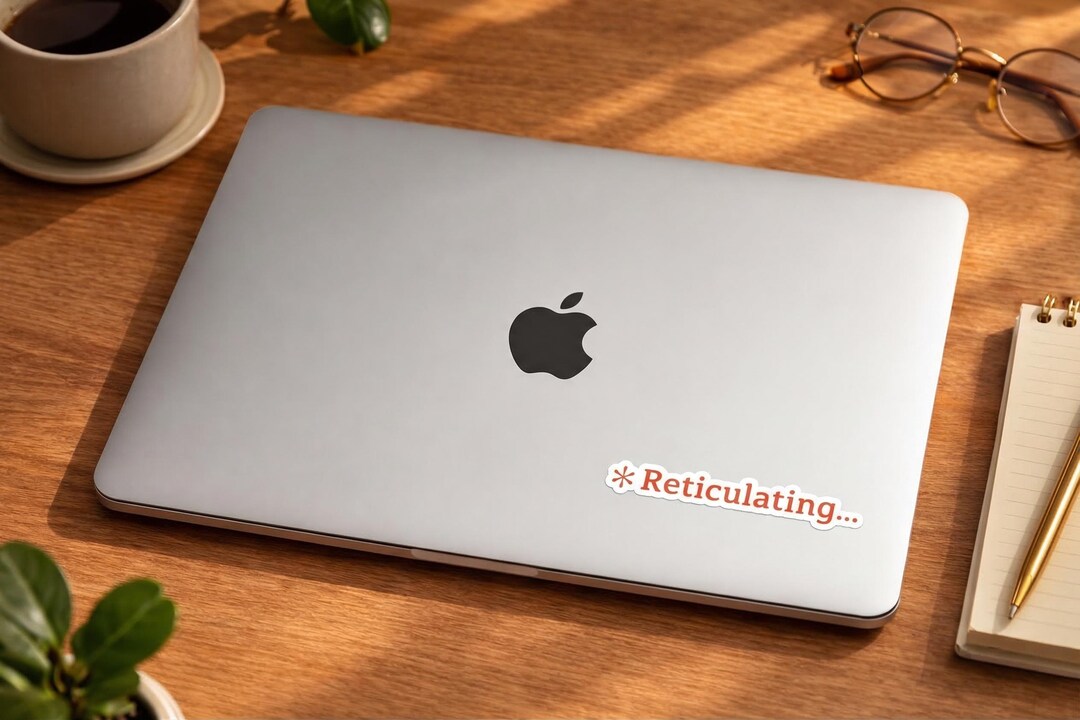 Claude Code Reticulating Sticker | Abstract Terracotta Sunburst Kiss ...
