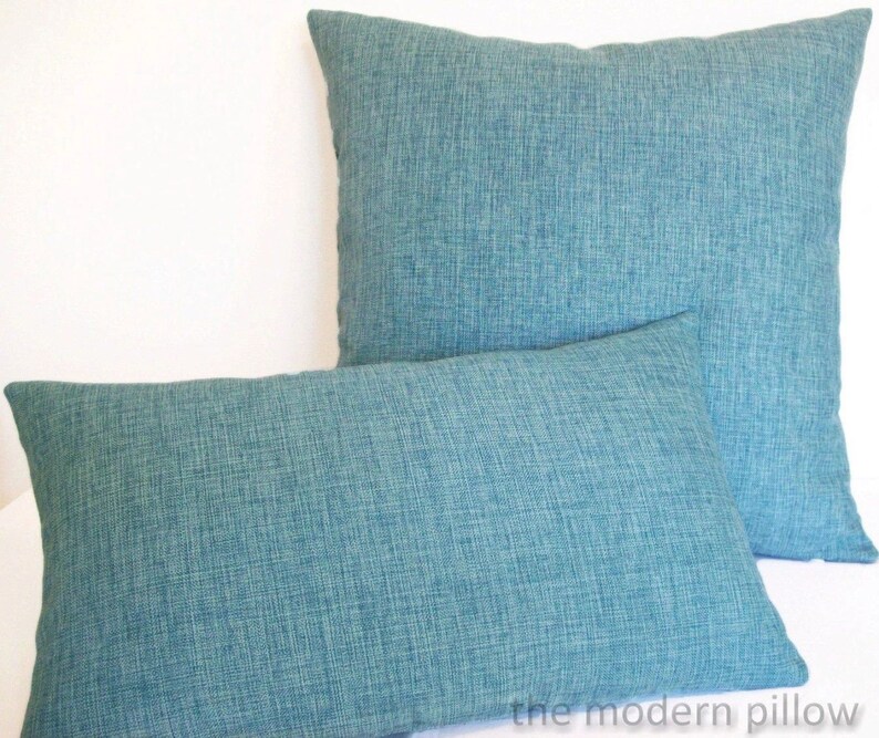 Aqua Blue Cosmo Linen Decorative Throw Pillow Cover / Pillow Case ...