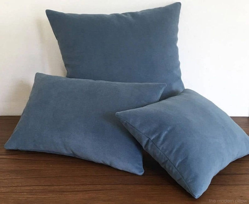 Ocean Blue Velvet Suede Decorative Throw Pillow Cover / Pillow | Etsy