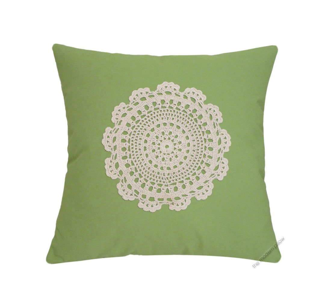 Avocado Green Doily Decorative Throw Pillow Cover / Pillow Case ...