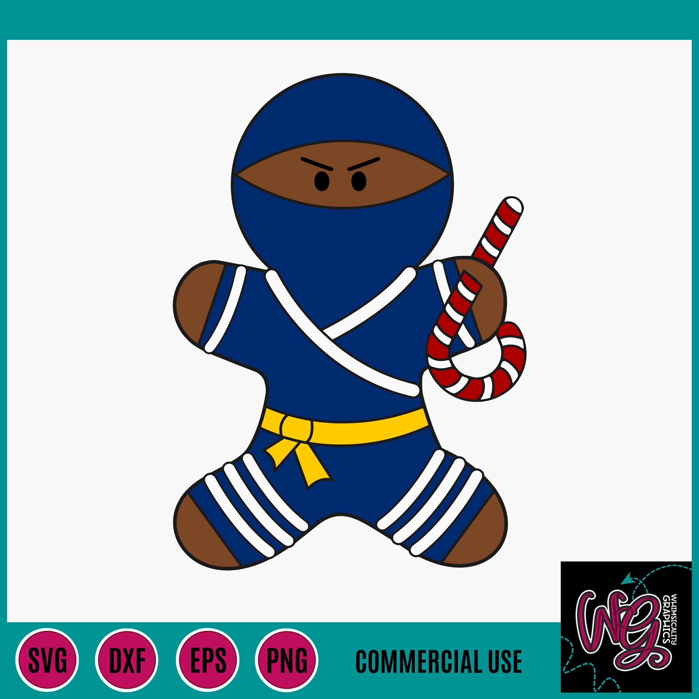 Gingerbread Ninja Man Christmas Svg Dxf Png Eps Sublimation | Etsy