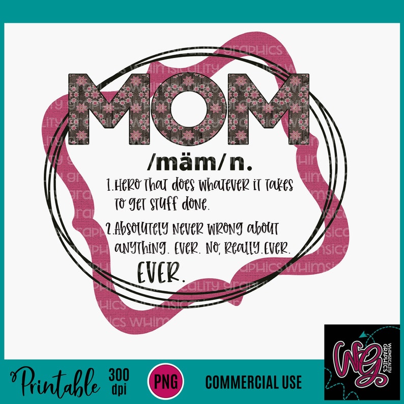 Printable Definition Of Mom Sublimation Png Instant Download Etsy
