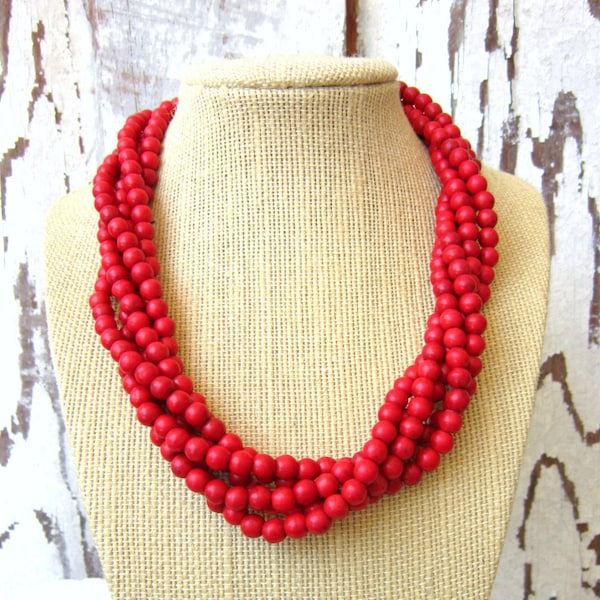 Red Statement Necklace - Etsy