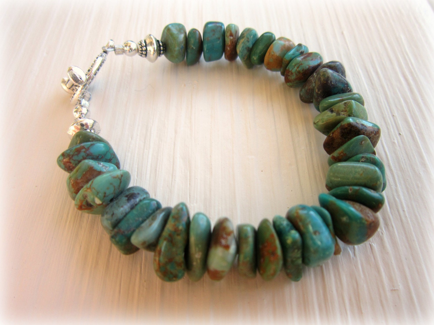 Genuine Turquoise Bracelet. Green Unisex Beaded Bracelet. - Etsy