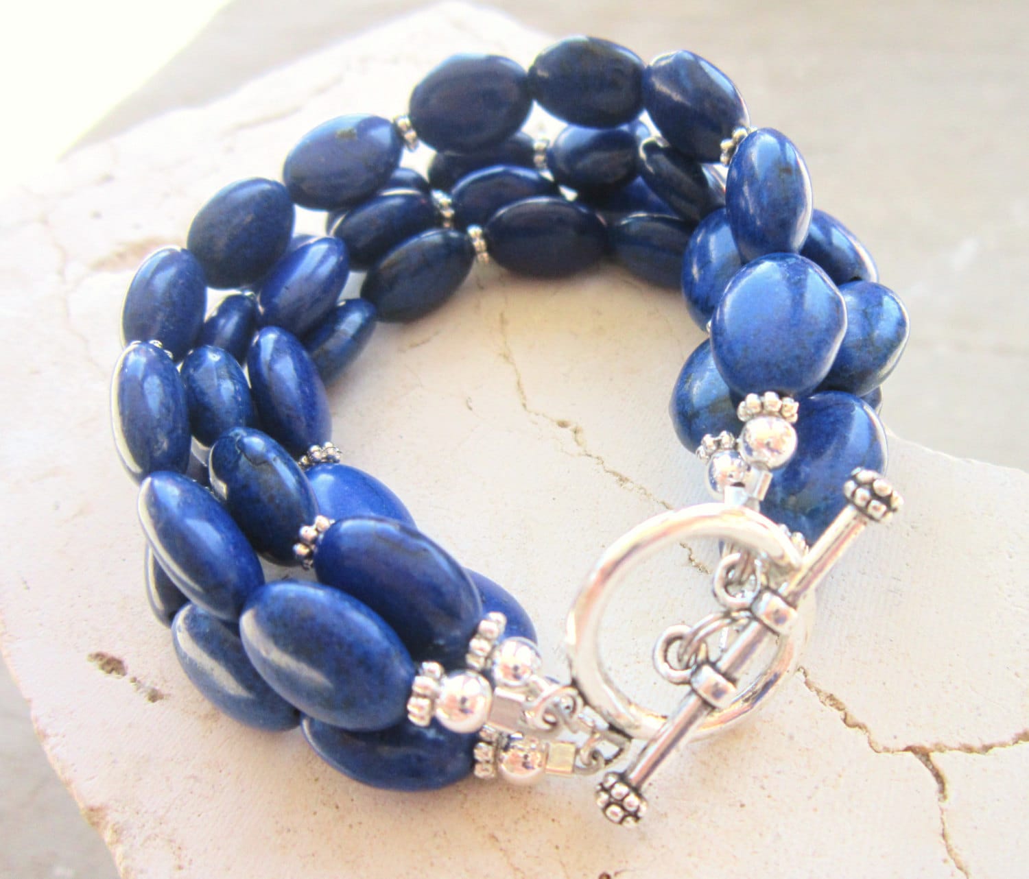 Royal Blue Turquoise Bracelet. Blue Howlite Multi Strand | Etsy