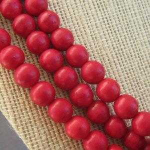 Red Turquoise Necklace. Triple Strand Red Necklace. Howlite Jewelry ...