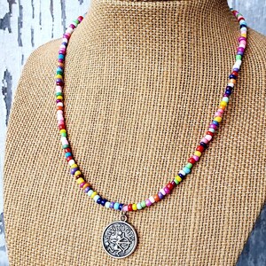 Colorful Beaded Choker With Zodiac Pendant. Multi Color Zodiac Necklace ...