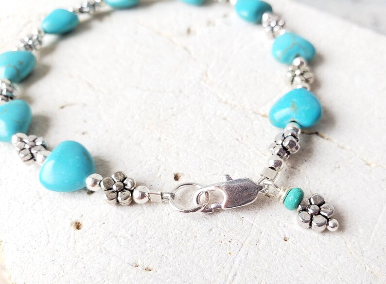 Genuine Turquoise Bracelet. Turquoise Heart Bracelet. - Etsy