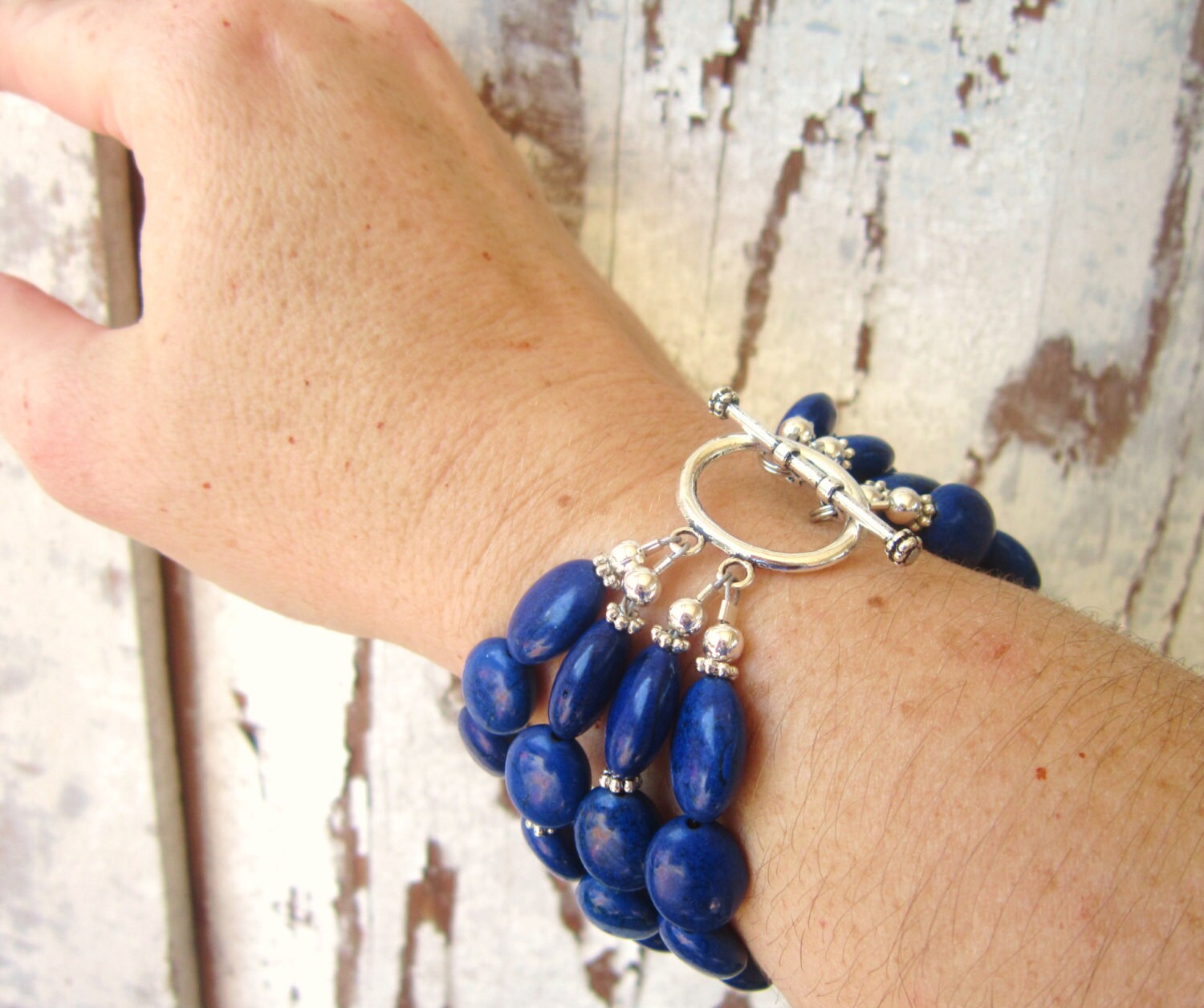 Royal Blue Turquoise Bracelet. Blue Howlite Multi Strand | Etsy
