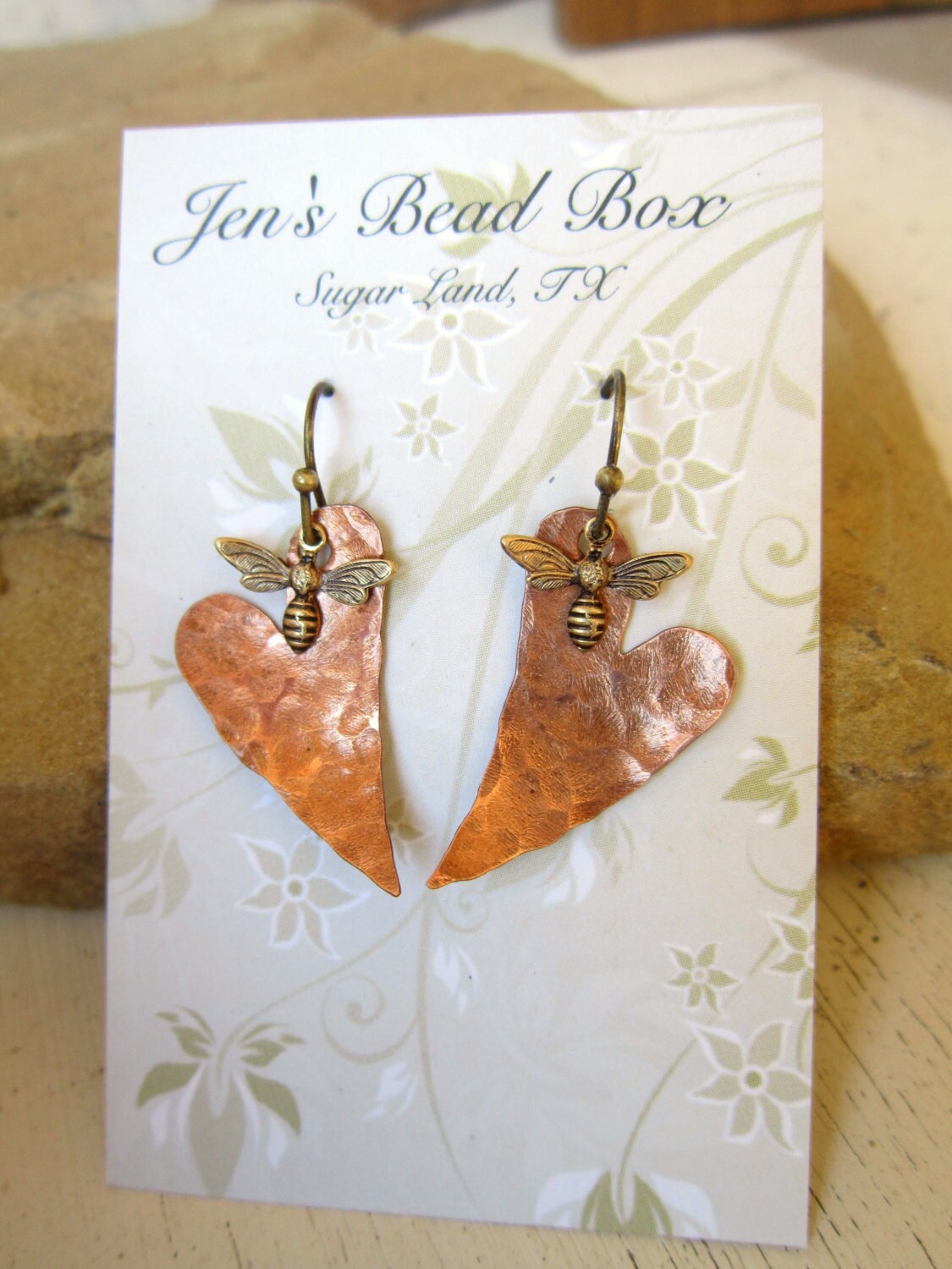 Hammered Heart Bee Earrings. Gift for Bee Lover. Gift for Bee Keeper ...
