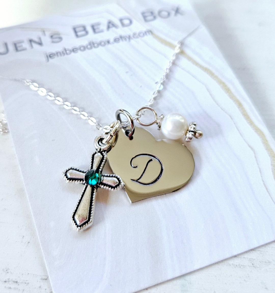 Personalized Birthstone Cross Necklace. Girl's Cross Birthstone ...