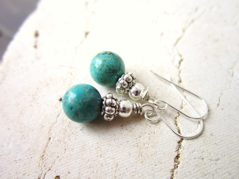 Blue Turquoise Earrings. Genuine Turquoise Dangle Earrings. - Etsy