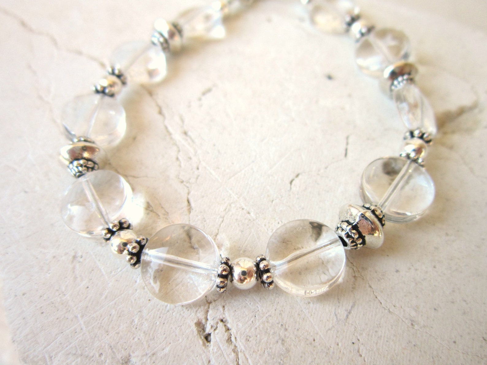 Silver and Clear Bracelet. Clear Quartz Bracelet. Clear Quartz Jewelry ...