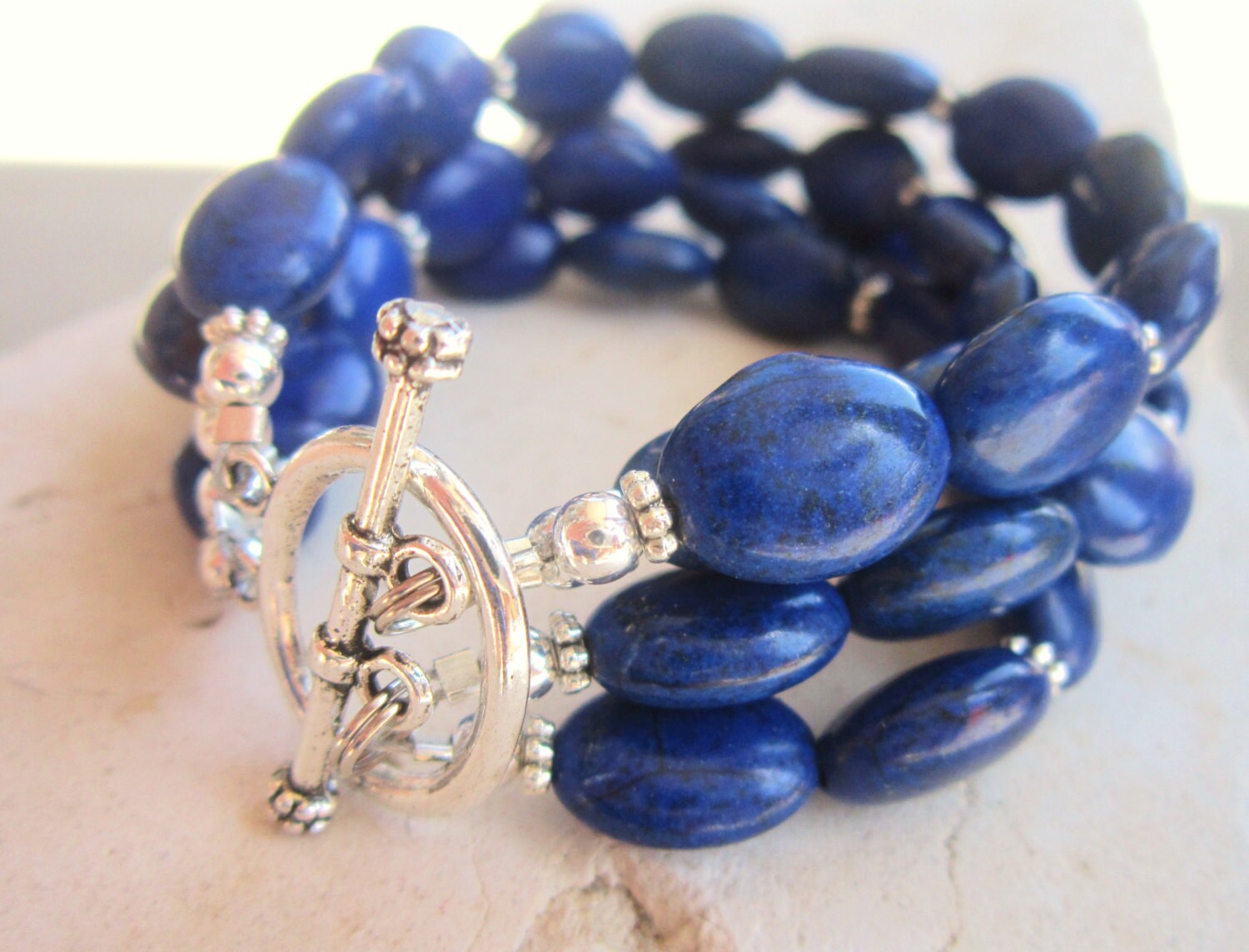 Royal Blue Turquoise Bracelet. Blue Howlite Multi Strand | Etsy