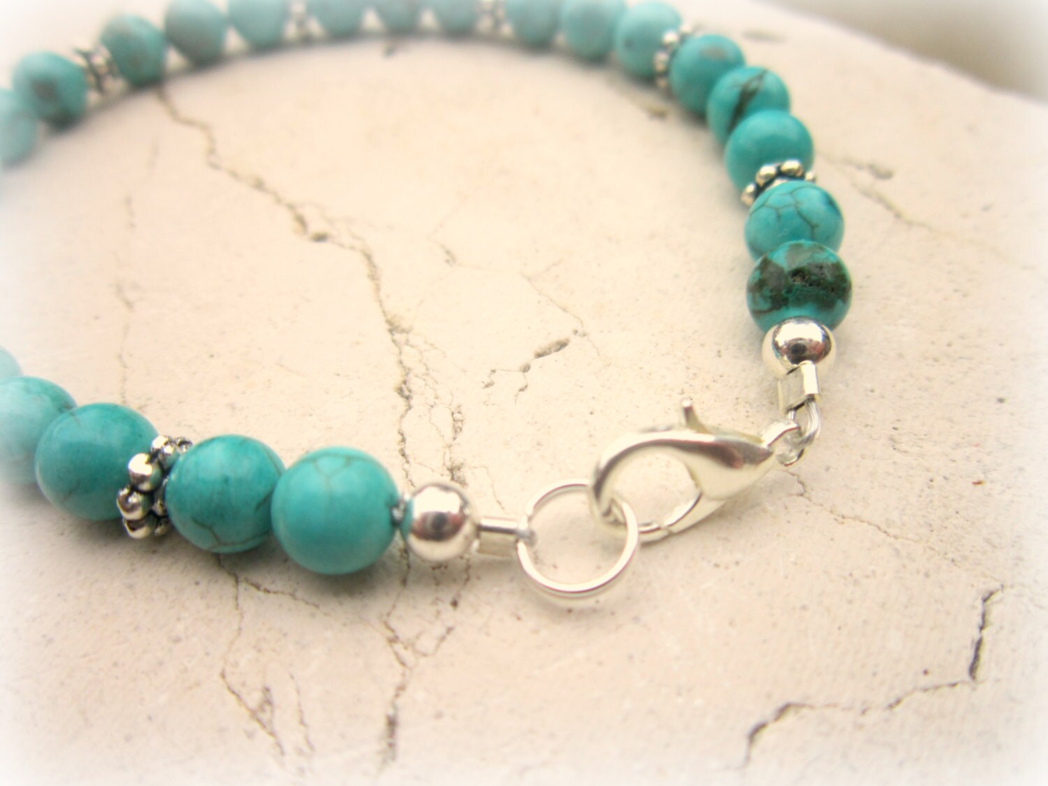 Genuine Round Turquoise Bracelet. Unisex Turquoise Bracelet. | Etsy