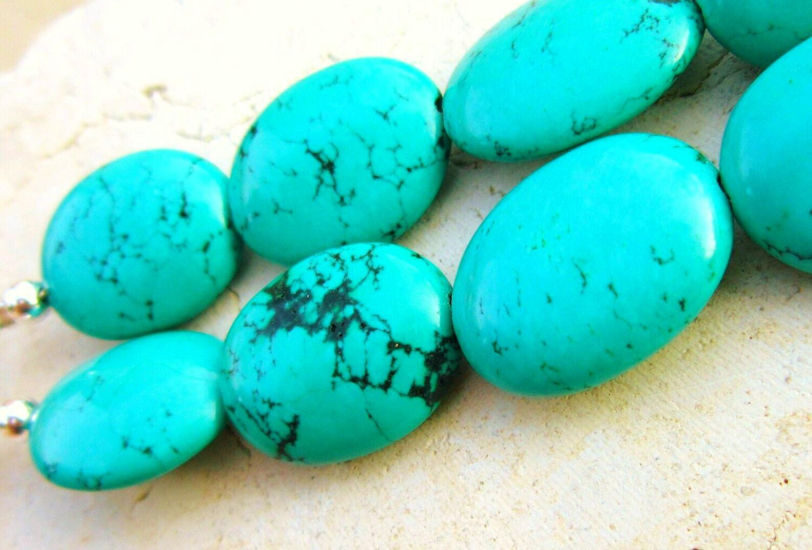 Chunky Turquoise Bracelet.turquoise Howlite Double Strand Bracelet ...