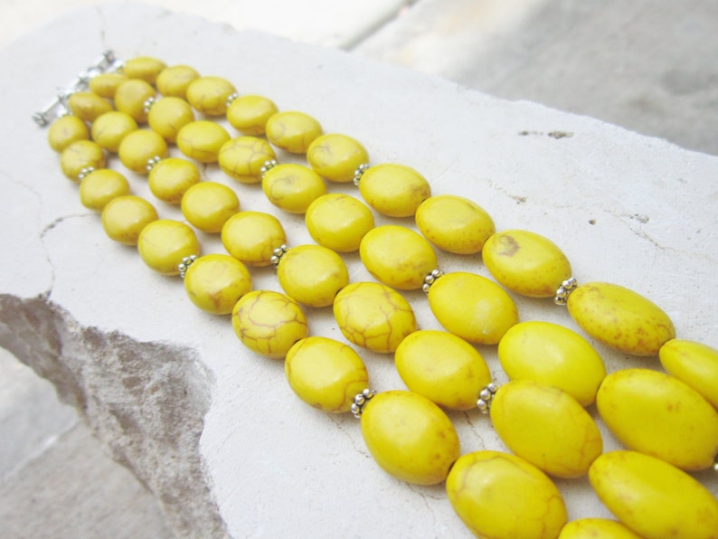 Yellow Turquoise Bracelet.yellow Howlite Multi Strand - Etsy