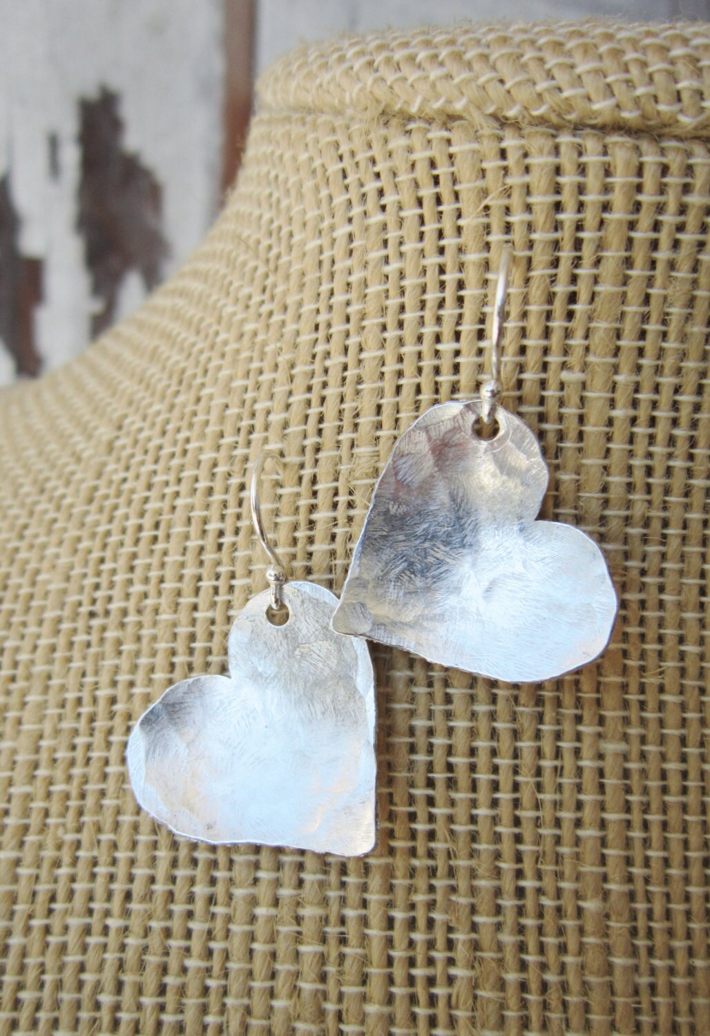 Sterling Silver Heart Earrings.hand Hammered Silver Earrings.sterling ...