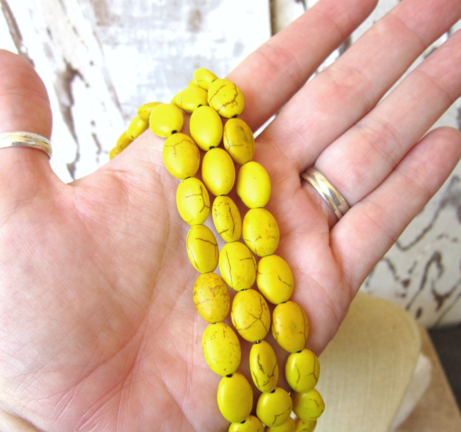 Yellow Multi Strand Necklace.Chunky Howlite Yellow | Etsy