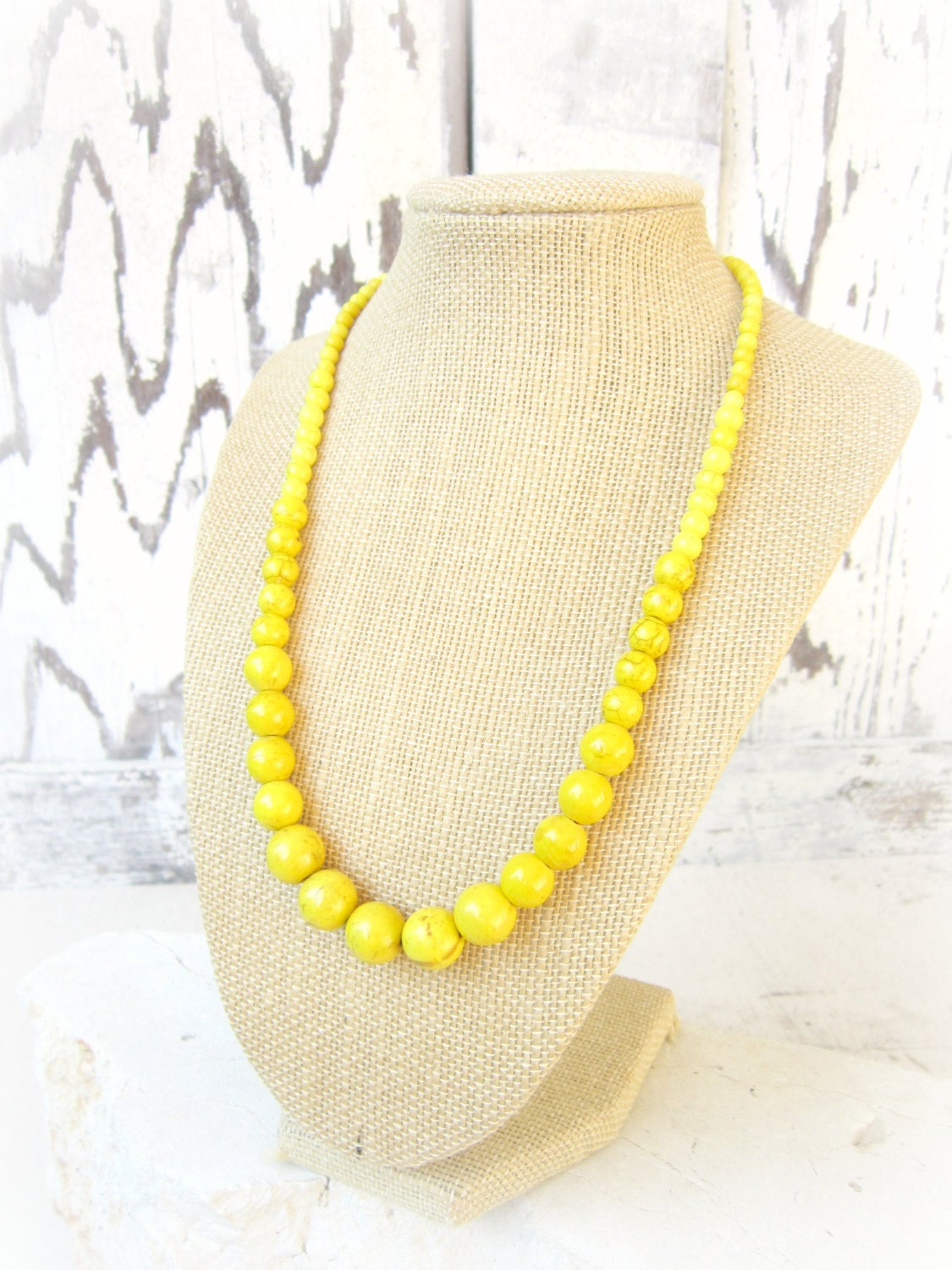 Yellow Beaded Necklace.Yellow Graduated Necklace.Yellow | Etsy