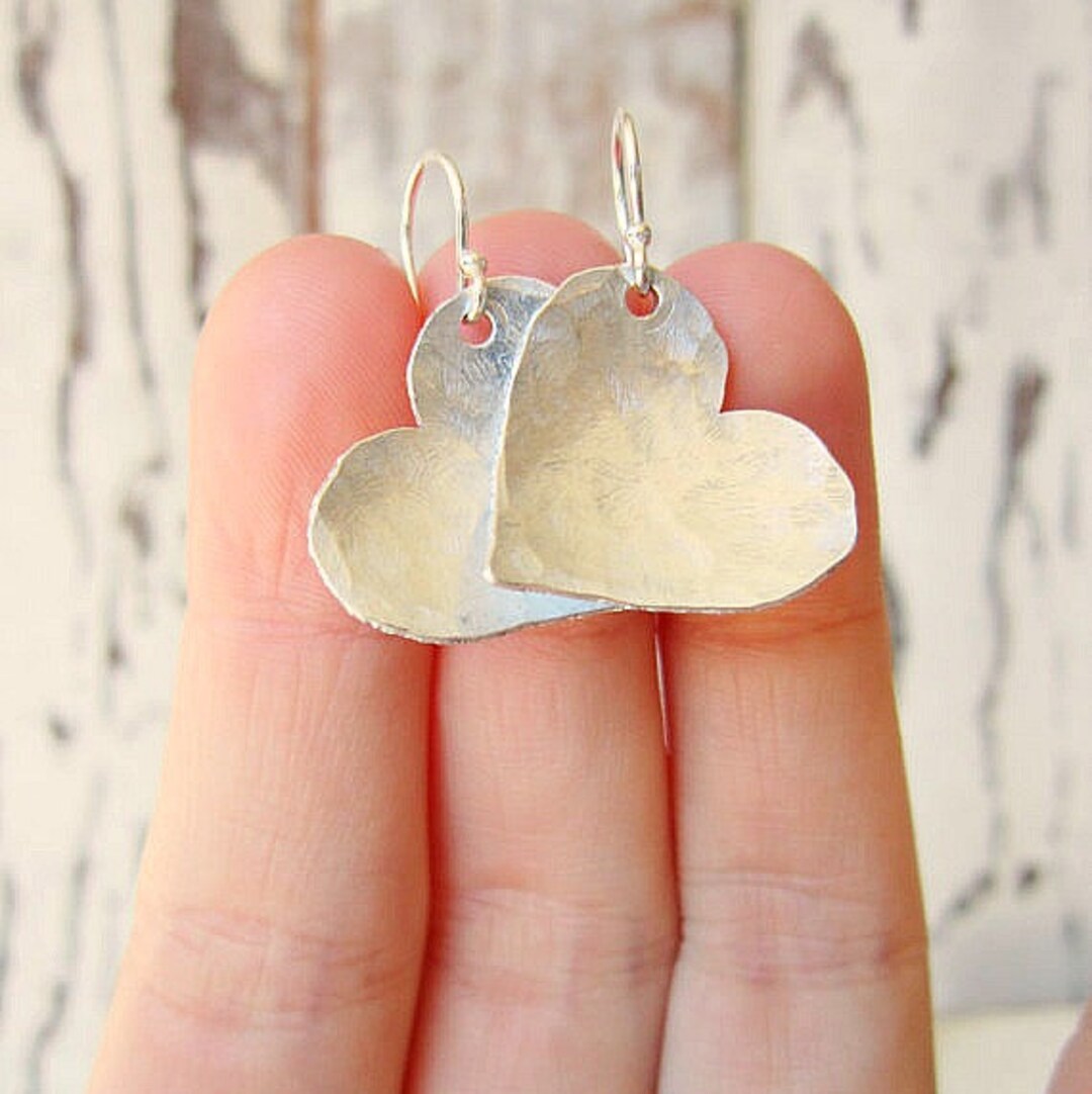 Sterling Silver Heart Earrings.hand Hammered Silver Earrings.sterling ...