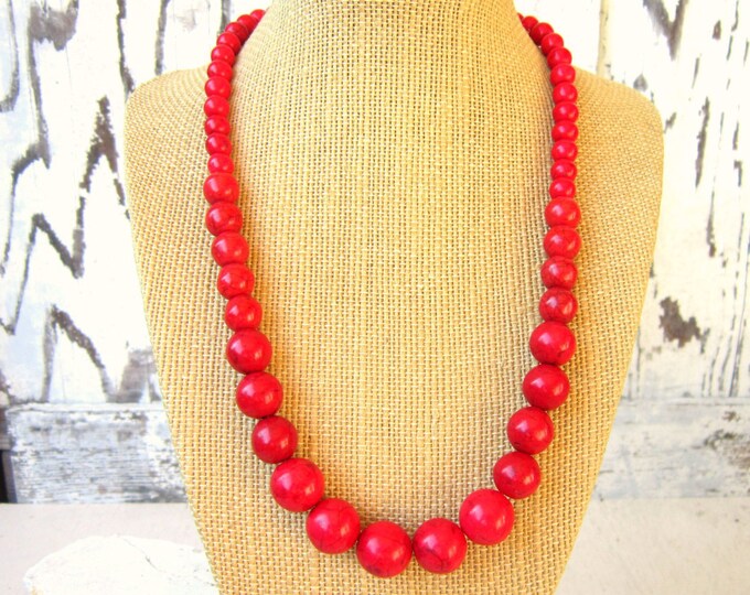 Red Beaded Necklace. Red Graduated Necklace. Red Statement Necklace ...