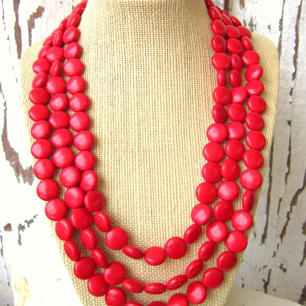 Red Statement Necklace - Etsy