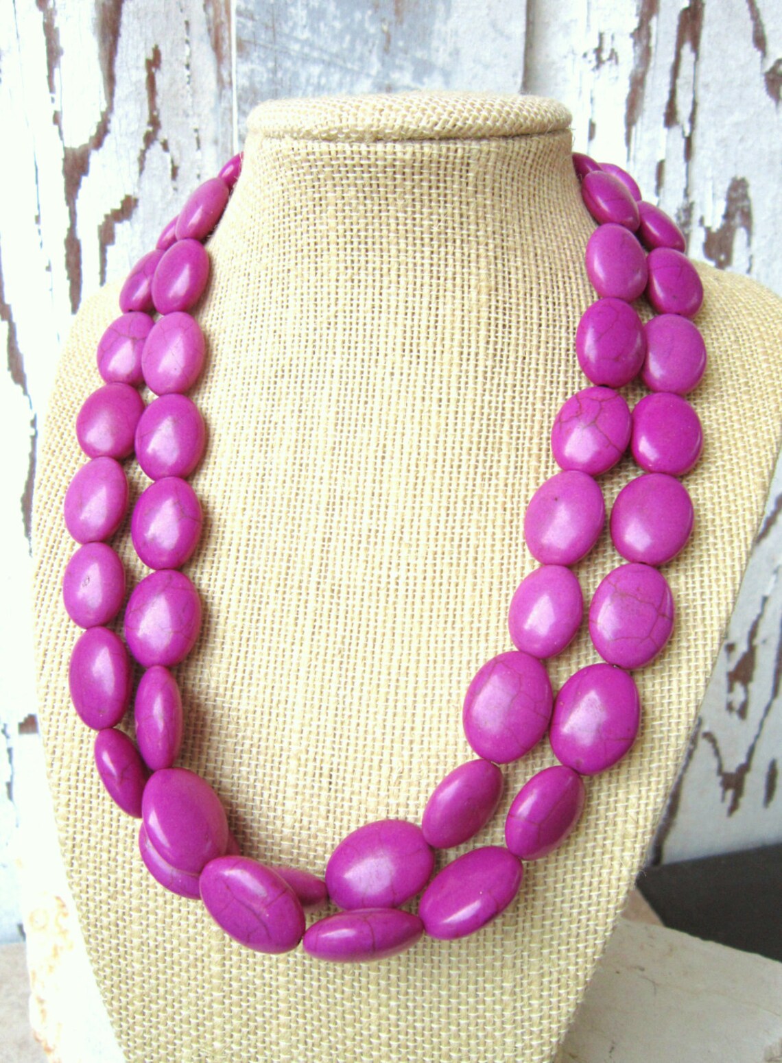 Purple Turquoise Necklace. Double Strand Purple Necklace. Radiant ...