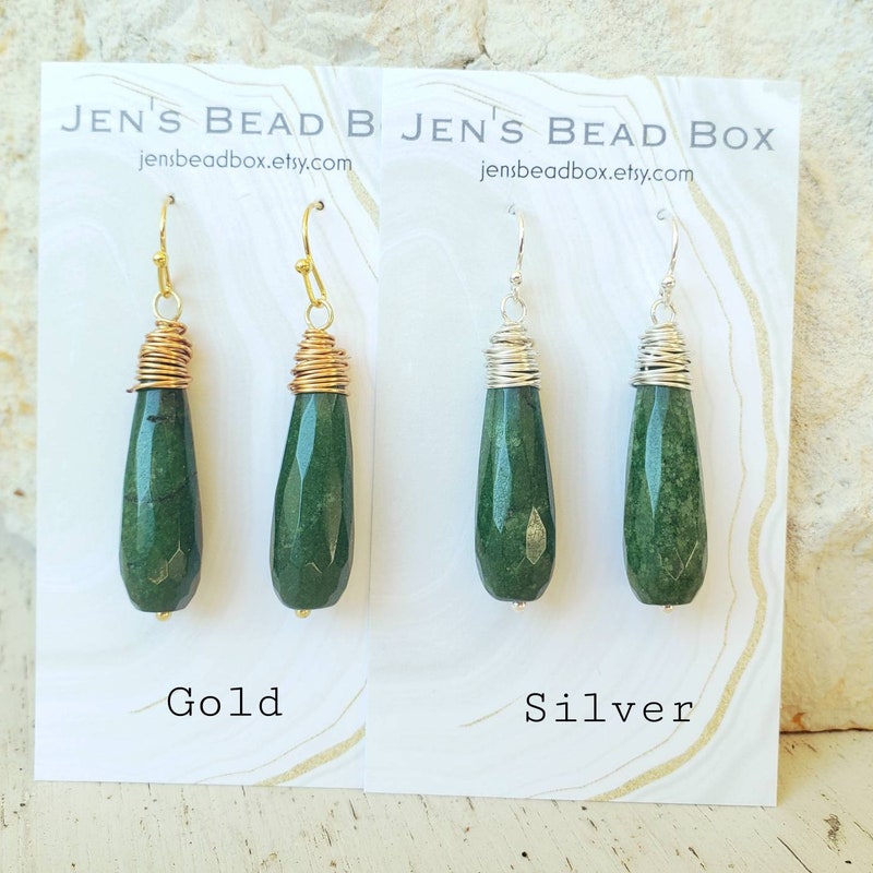 Long Jade Dangle Earrings - Etsy