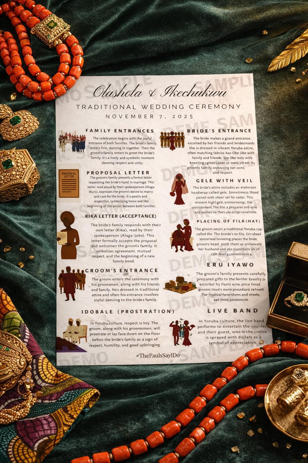 Yoruba Wedding Program Template | Editable Canva, Nigerian Wedding ...