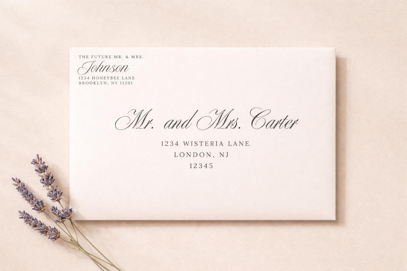 Wedding Envelope Address Template, Elegant Calligraphy, Editable Canva ...