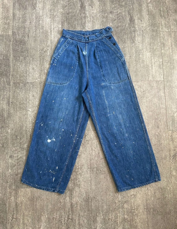 1940s WAVES jeans . vintage WWII denim pants . 24-25 … - Gem