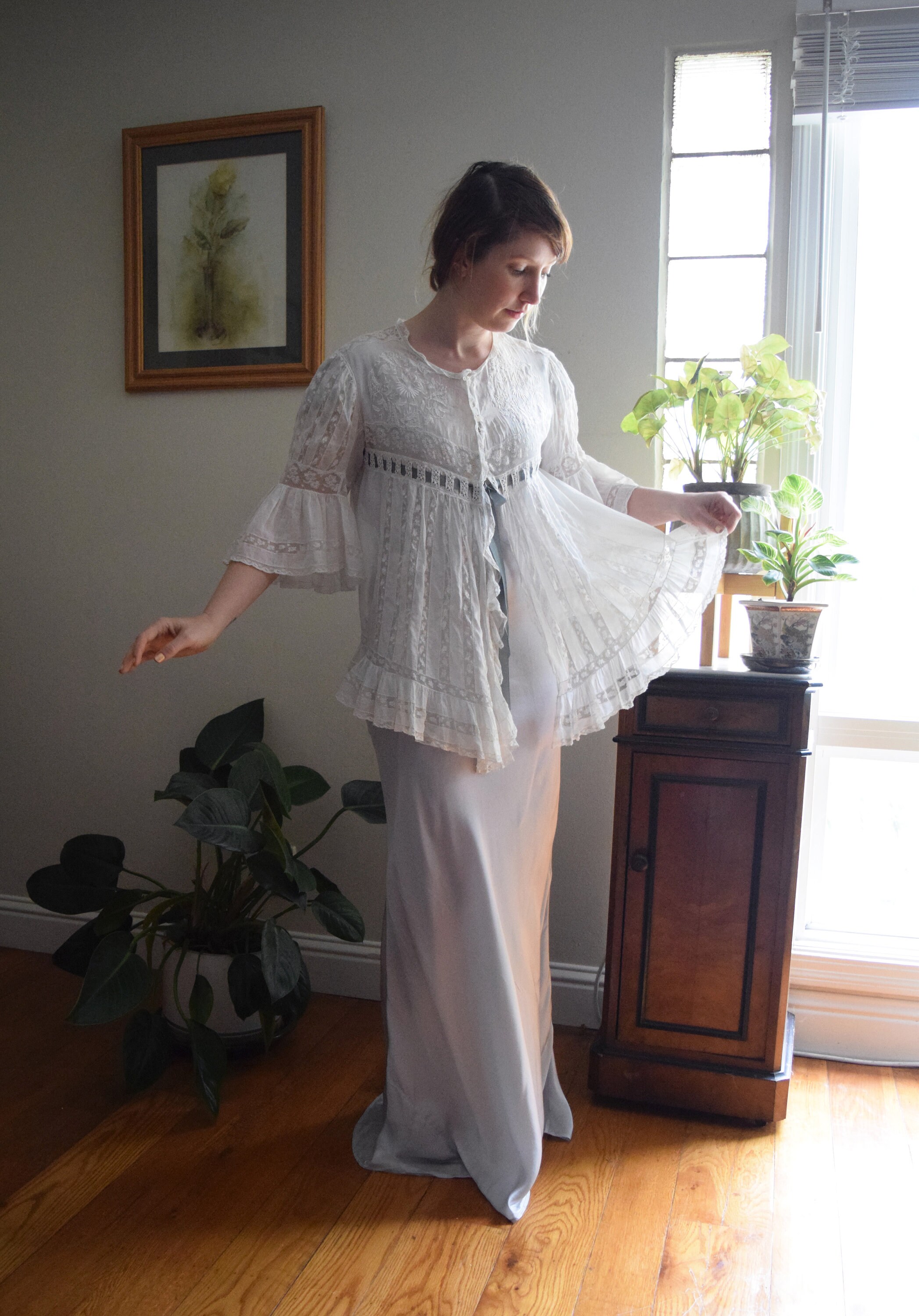 Edwardian Bed Jacket . Antique Insertion Lace Combing Jacket . Size Xs ...
