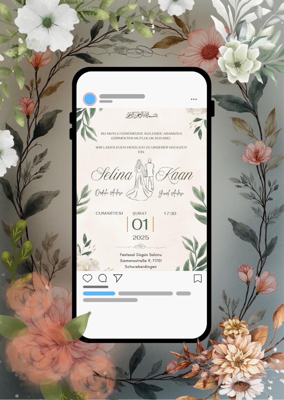Digital Wedding Invitation - Modern & Personalized - Etsy