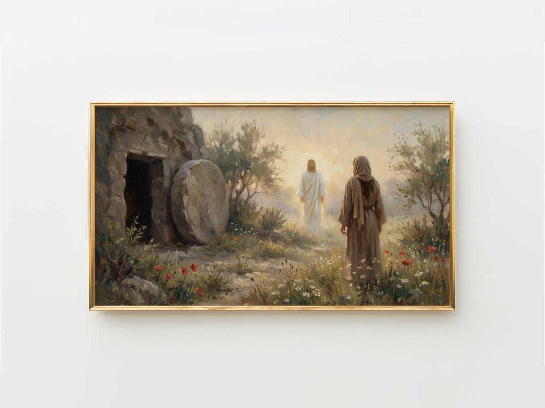 Easter Resurrection Frame TV Art, Risen Christ Serene Religious Artwork ...