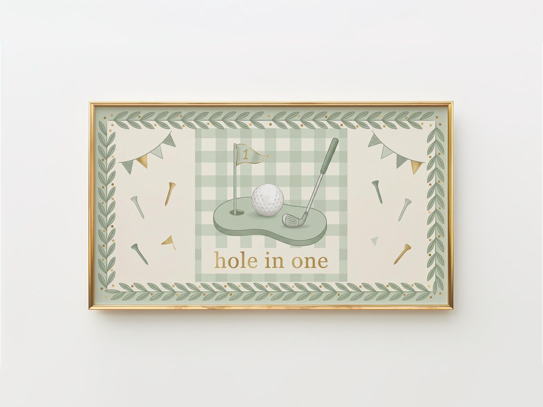 Vintage Golf Motif Frame TV Art, Cute Farmhouse Decor, Neutral Wall Art ...