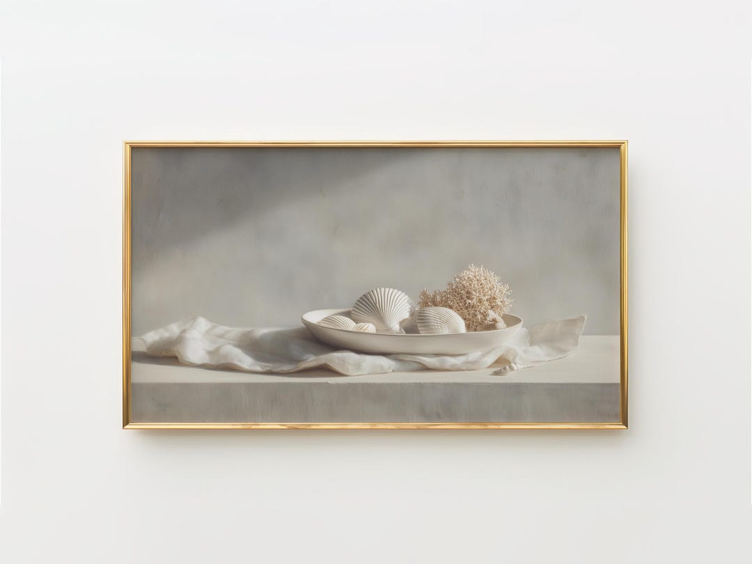 Coastal Still Life Frame TV Art Digital Download, Serene Neutral Art ...