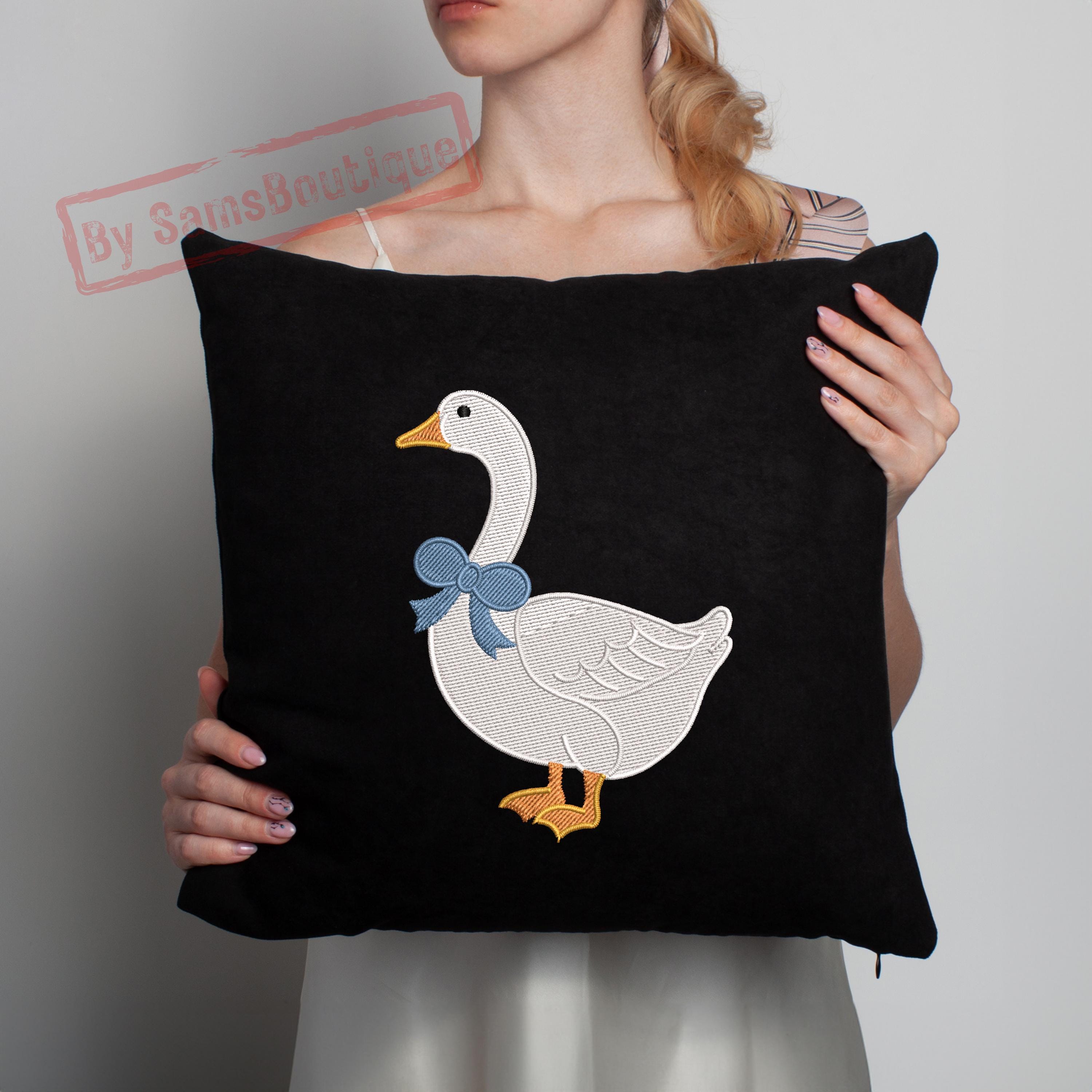 Goose Embroidery Pattern With Bow, Farmhouse Machine Embroidery ...
