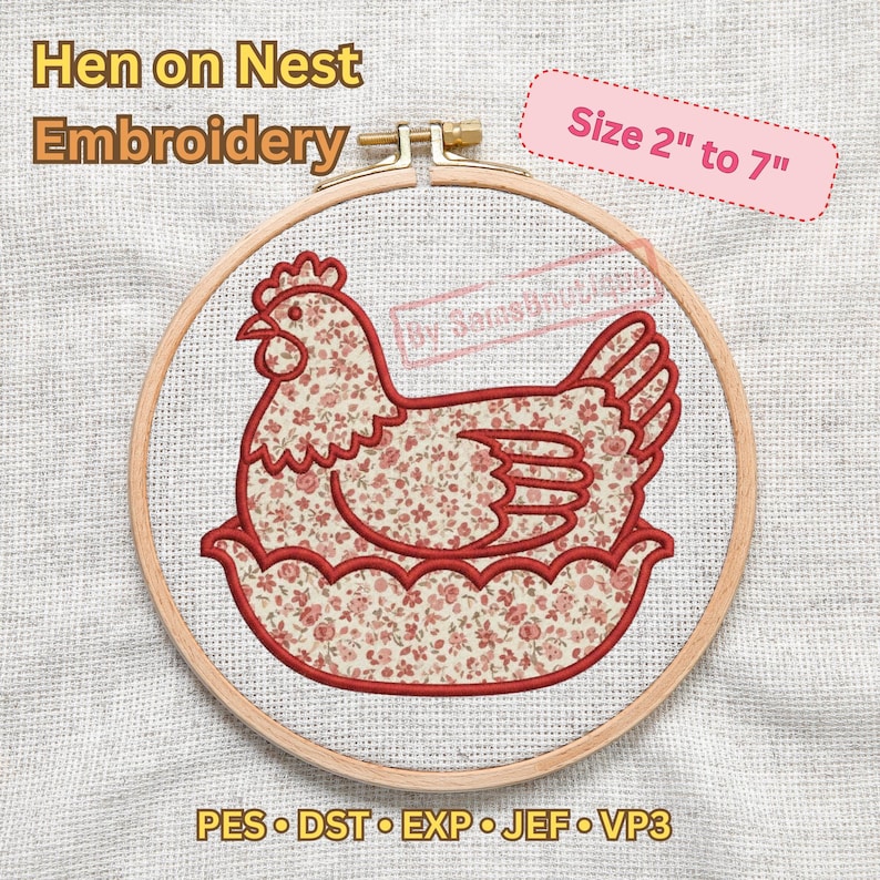 Hen on Nest Embroidery Design | Applique Farmhouse Chicken Machine ...
